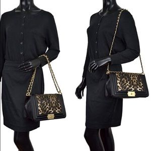 Bags | Quilted Leopard Print Bag With Chain | Poshmark